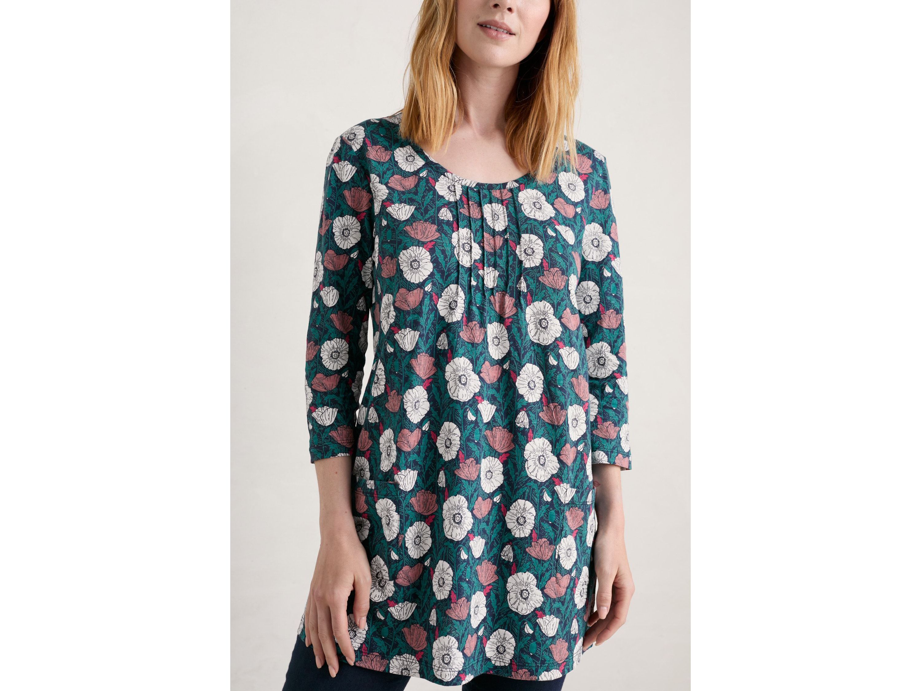 Seasalt Cornwall Busy Lizzy 3/4 Sleeve Slub Jersey Tunic | Belk