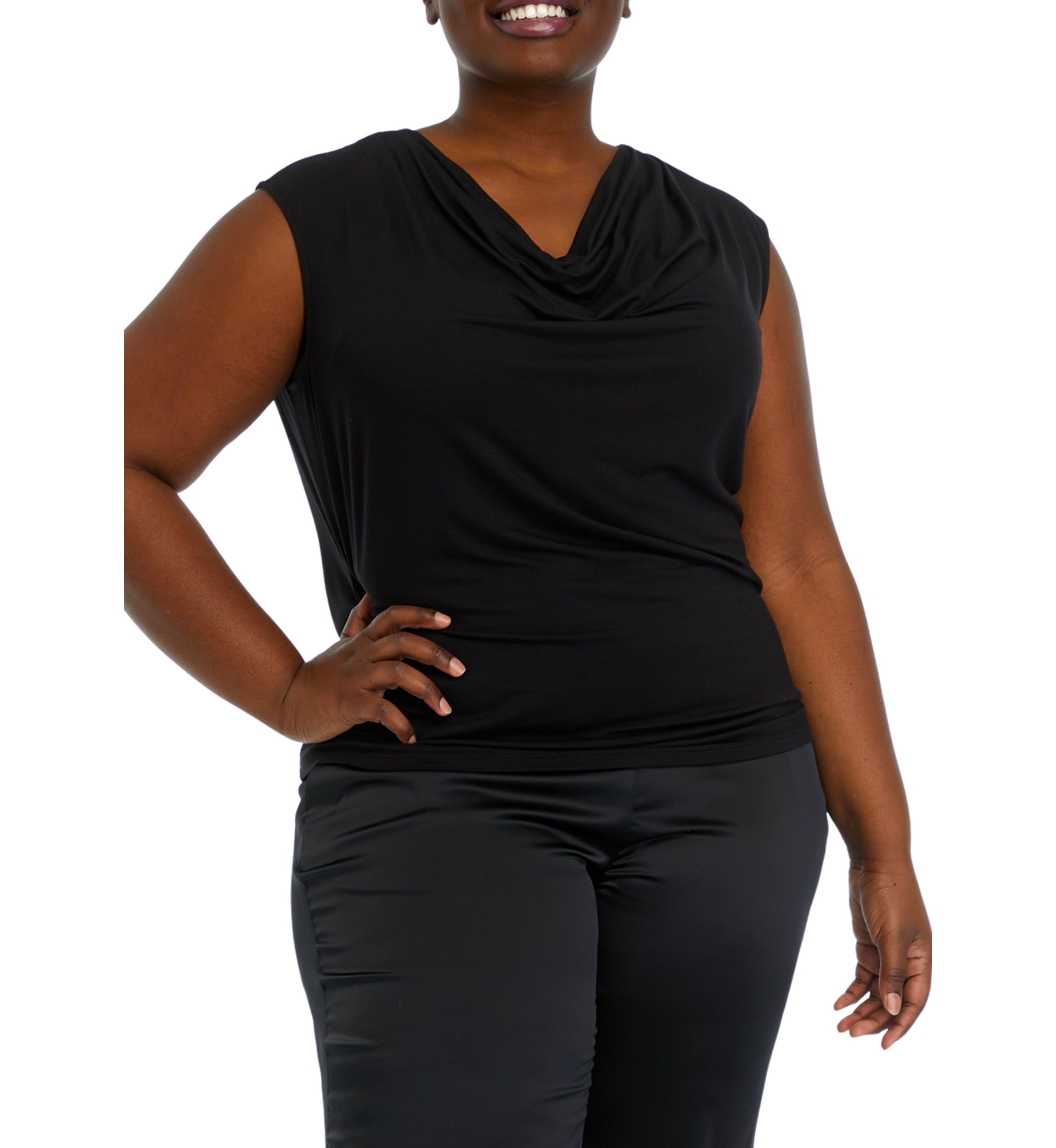 THE LIMITED Plus Size Pleated Cowl Neck Extended Shoulder Top | Belk