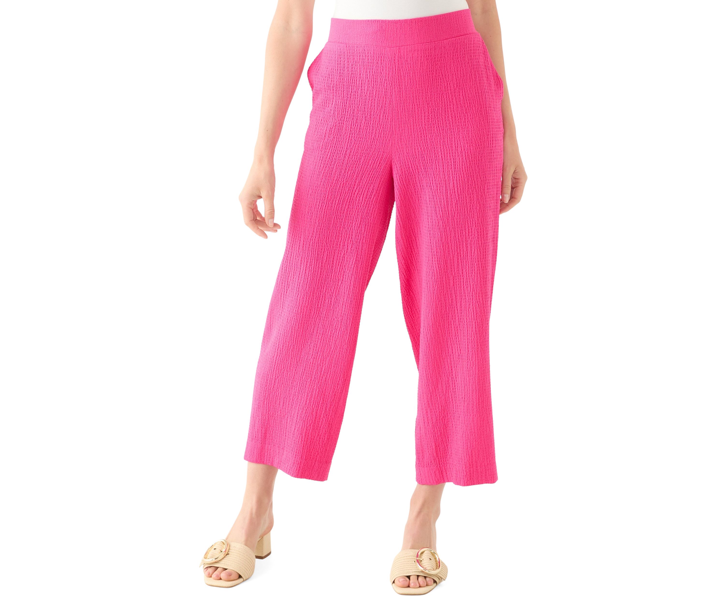 AK Anne Klein Petite Pull On Bubble Check Cropped Pants | Belk