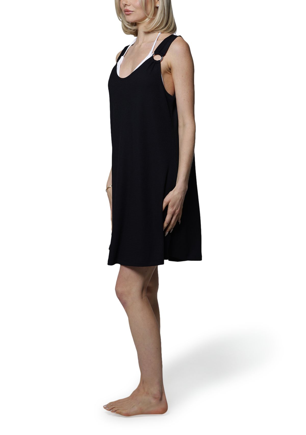 J Valdi Solid Bondi Ring Tank Swim Coverup Dress | Belk