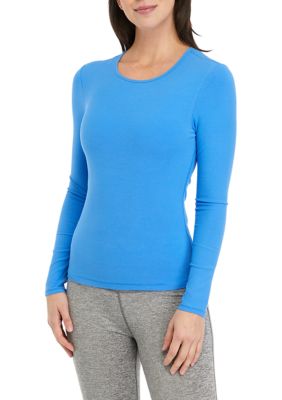 Yogalicious Women's Heavenly Ribbed Kathleen Long Sleeve Top with Shelf ...