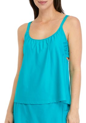 N Poolside Solid South Coast Double Up Tankini Swim Top | belk