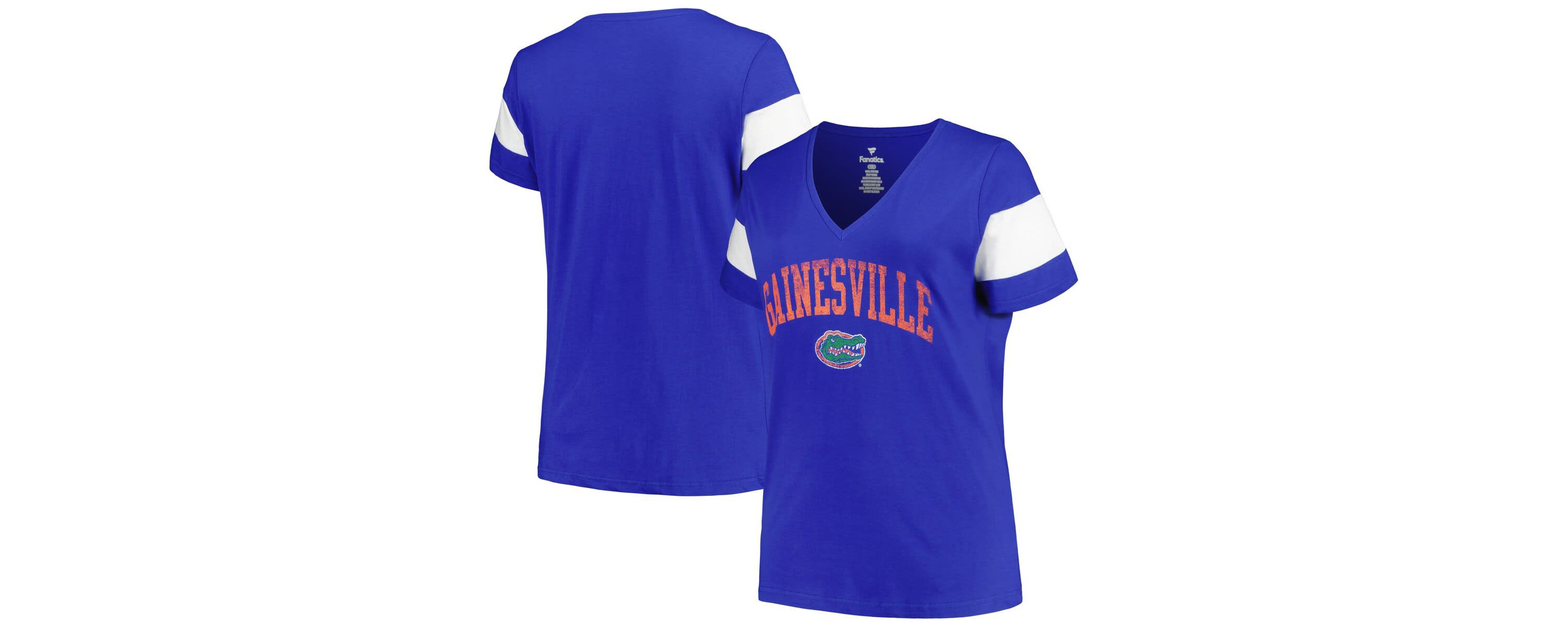 Profile NCAA Florida Gators Plus Size Arched City Sleeve Stripe V-Neck ...