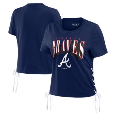 WEAR by Erin Andrews MLB Atlanta Braves Side Lace-Up Cropped T-Shirt | belk
