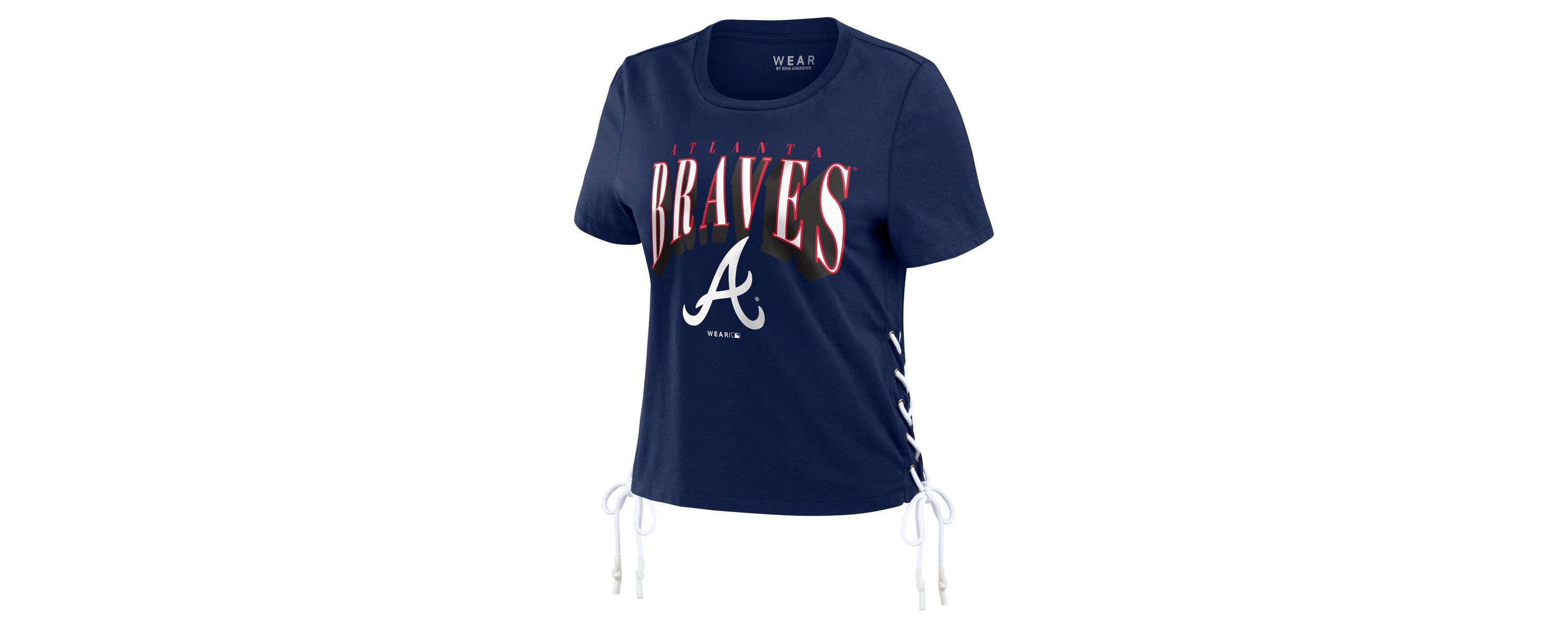 WEAR by Erin Andrews MLB Atlanta Braves Side Lace-Up Cropped T-Shirt | Belk