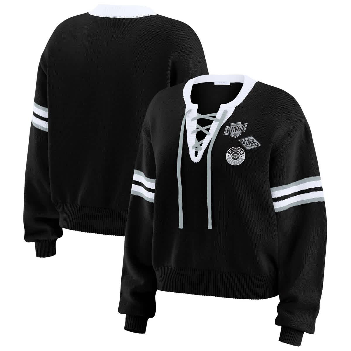 WEAR by Erin Andrews NHL Los Angeles Kings Cropped Lace-Up Sweater | Belk