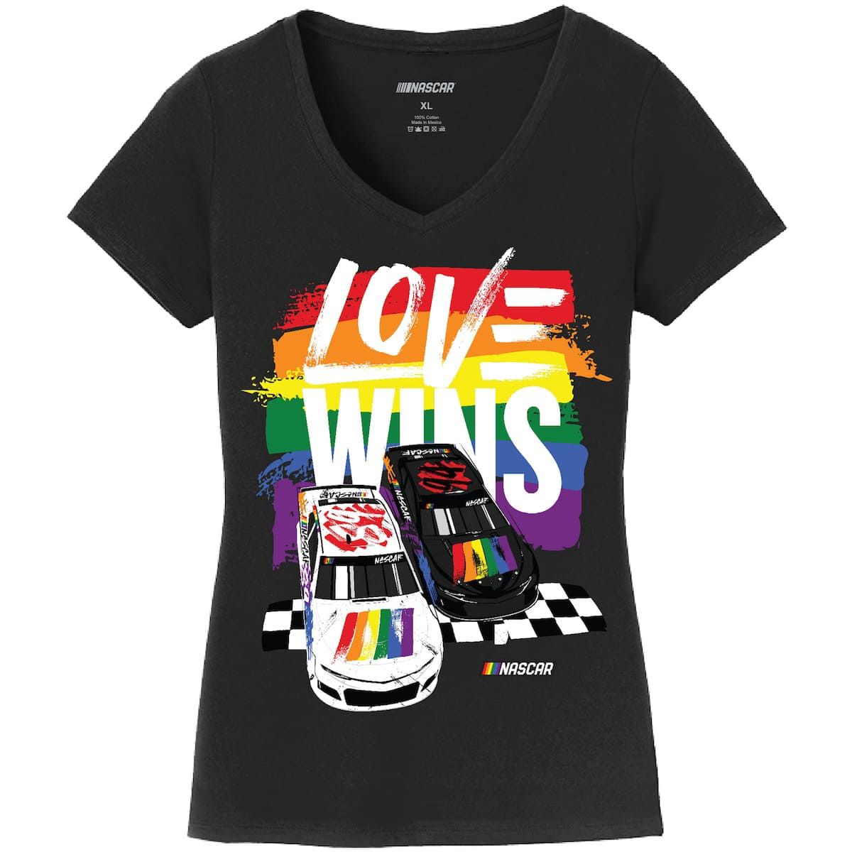 Checkered Flag Sports NASCAR Love Wins Pride V-Neck T-Shirt | Belk