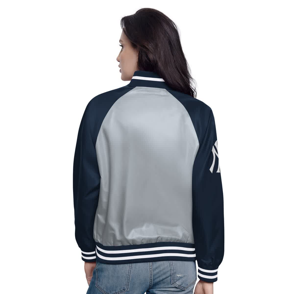 Starter MLB Gray/Navy New York Yankees Home Run Full-Snap Varsity ...