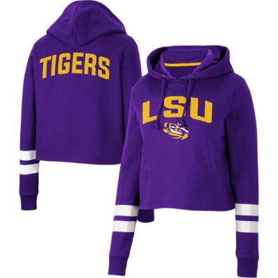 Colosseum NCAA LSU Tigers Throwback Stripe Cropped Pullover Hoodie | belk