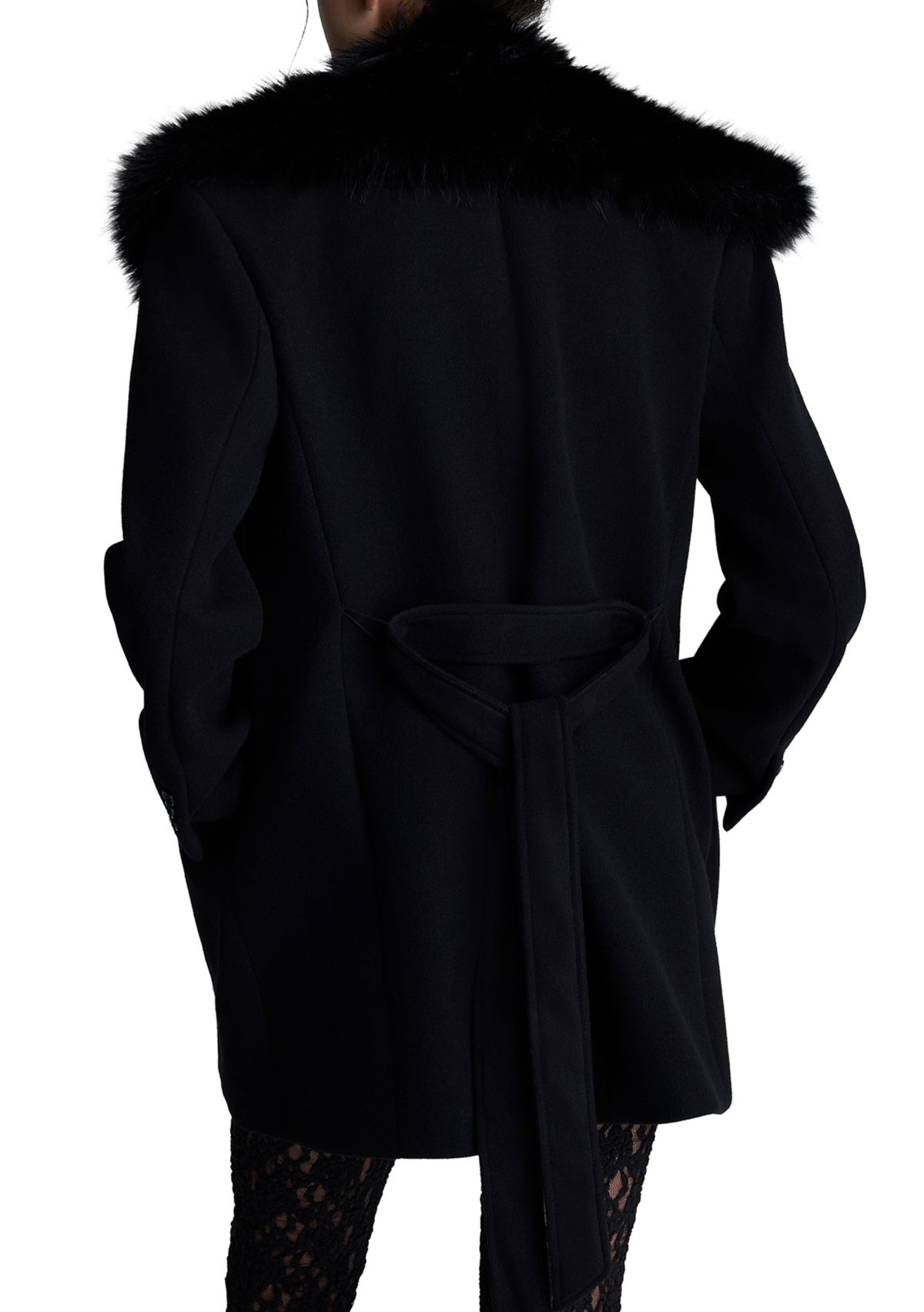 Kenneth Cole Women's Belted Jacket with Fur Collar | Belk