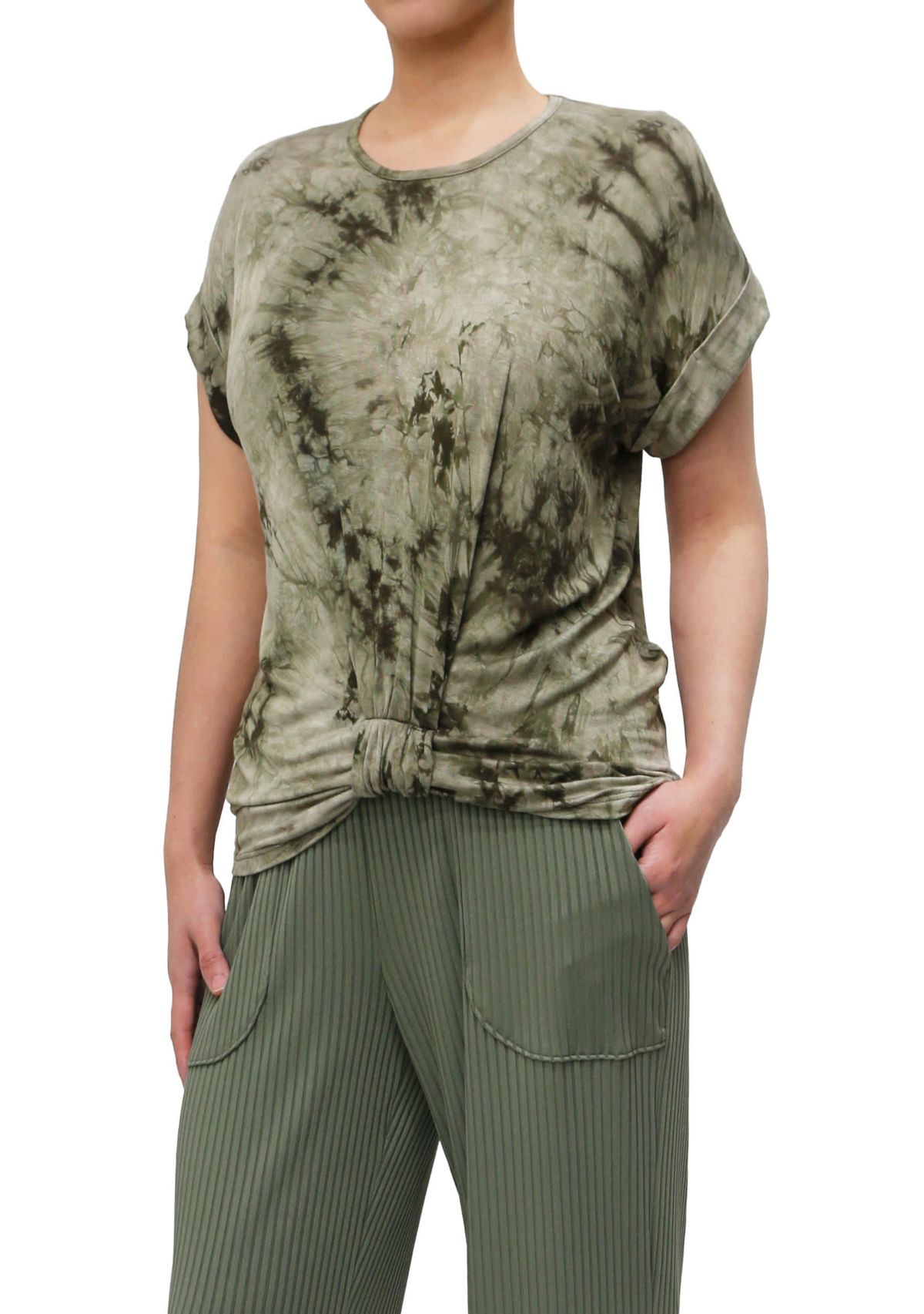 COIN1804 Hand Tie Dye Scoop Neck Knot Front | Belk