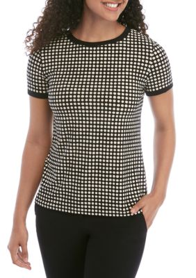 Anne Klein Short Sleeve Polka Dot ITY Top | belk