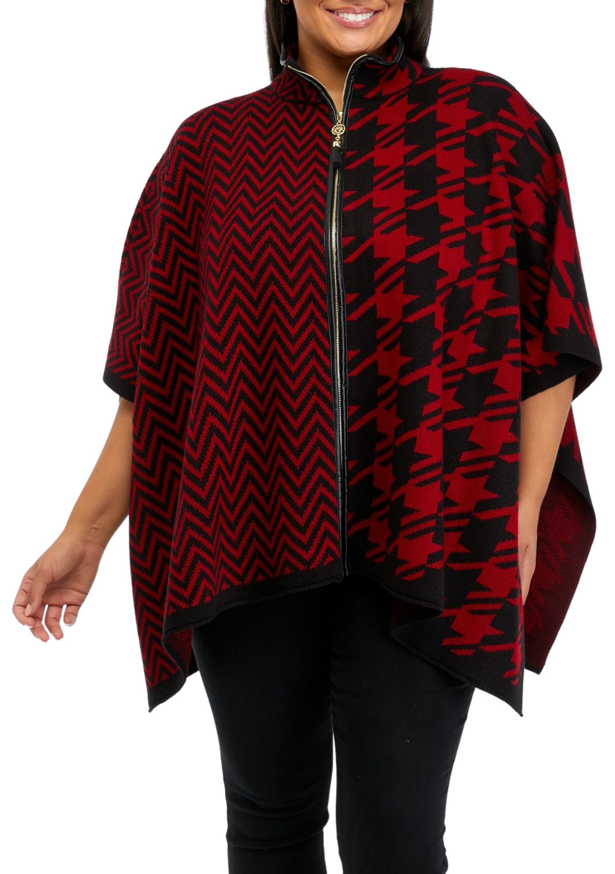 Anne Klein Plus Size Pattern Zip Front Cape | Belk