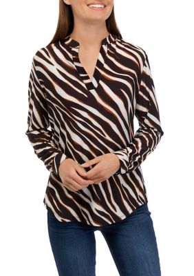 Anne Klein Women's Printed Split Neck Tunic Top | belk