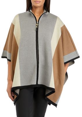 Anne Klein Women's Vertical Stripe Zip Front Cape | belk