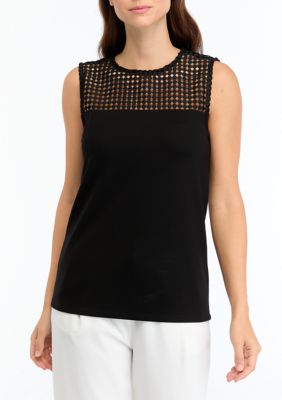 AK Anne Klein Women's Serenity Knit Lace Yoke Tank Top | belk