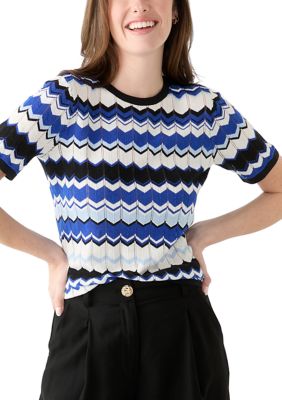 Anne Klein Women's Chevron Printed Top with Side Tie | Belk