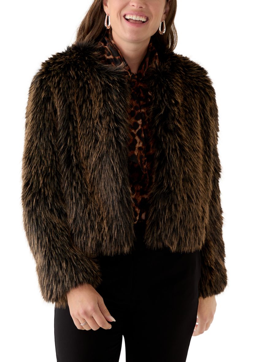 Anne Klein Petite Open Front Faux Fur Jacket | Belk