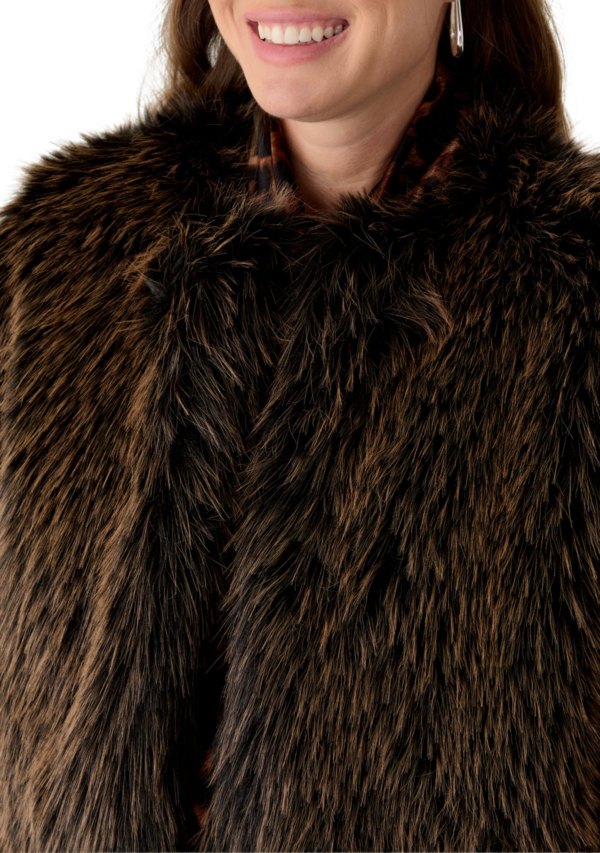 Anne Klein Petite Open Front Faux Fur Jacket | Belk
