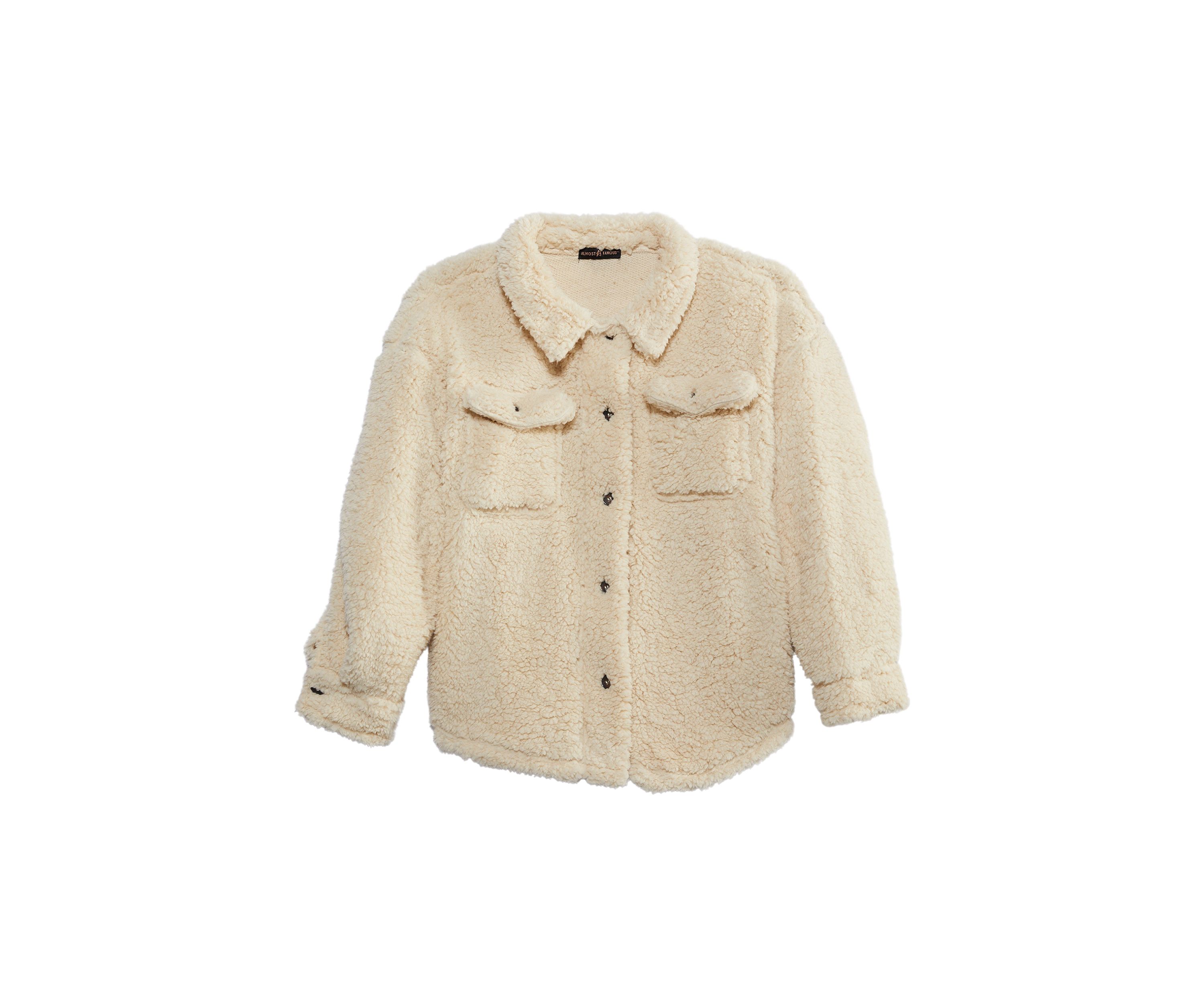 Almost Famous Plus Size Long Sleeve Sherpa Shacket | Belk