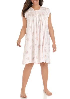 Miss Elaine Plus Size Silky Knit Short Floral Nightgown Belk