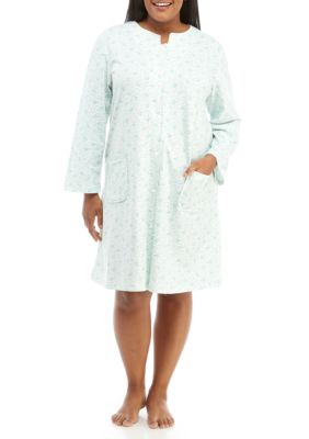 Miss Elaine Plus Size French Terry Short Snap Robe | belk