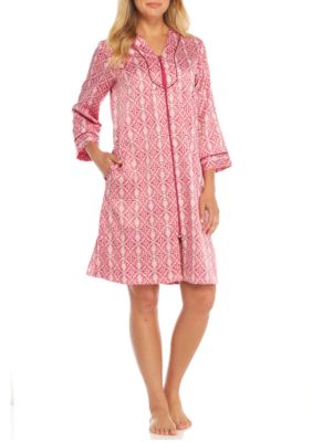 Miss Elaine Printed Short Zip Front Robe | belk