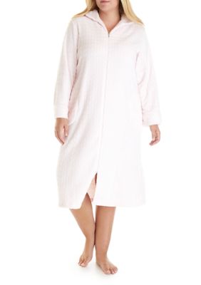 Miss Elaine Plus Size Cuddle Fleece Long Zip Robe | belk