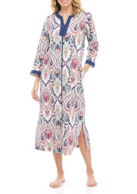 Miss Elaine Printed Knit Long Robe | belk