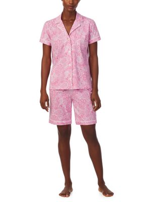 Lauren Ralph Lauren Short Sleeve Notch Collar Bermuda Pajama Set | belk