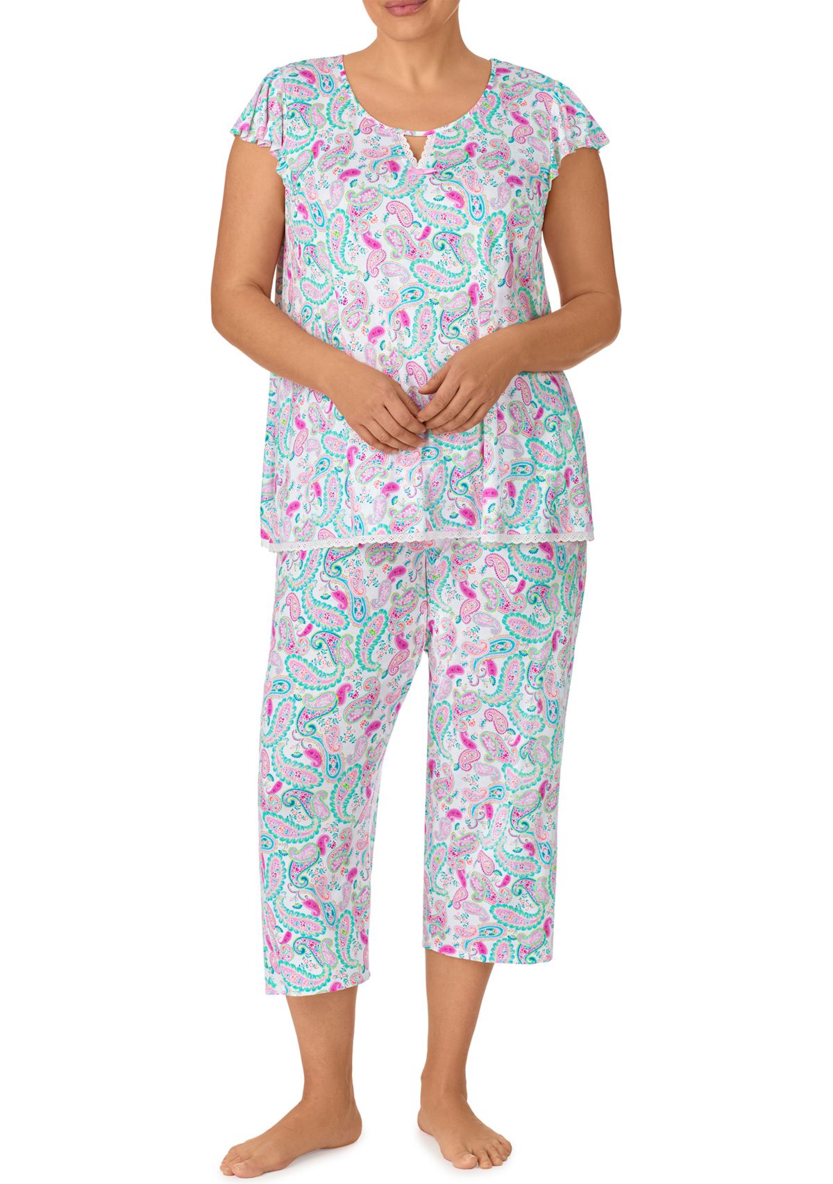 Ellen Tracy Plus Size Printed Cropped Pajama Set | Belk