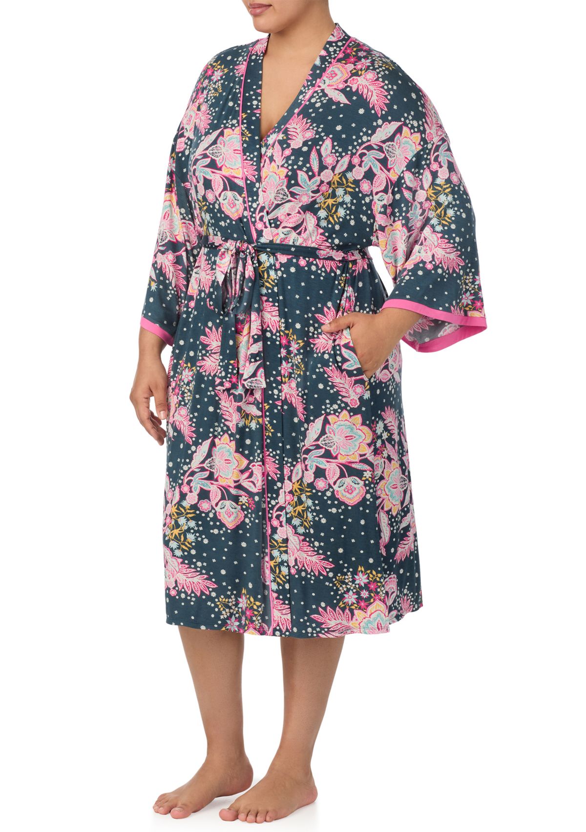 Ellen Tracy Plus Size Printed Kimono Wrap Robe | Belk
