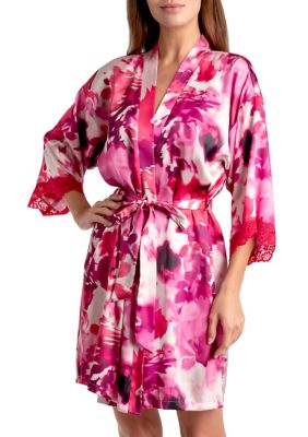 California Dynasty Women's Floral Satin Kimono Robe | belk