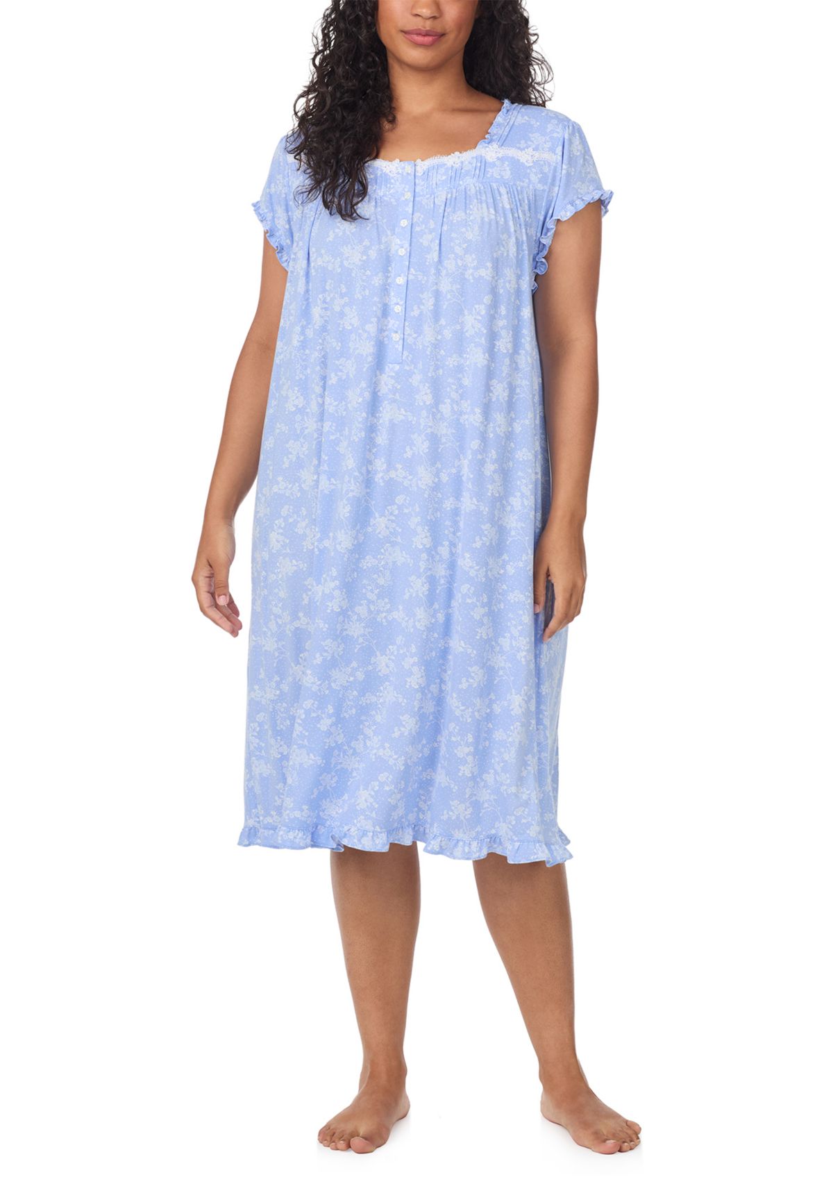 Eileen West Plus Size Short Sleeve Waltz Nightgown | Belk