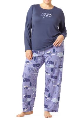 HUE® Plus Size Camp Life Soft Jersey Pajama Set | belk