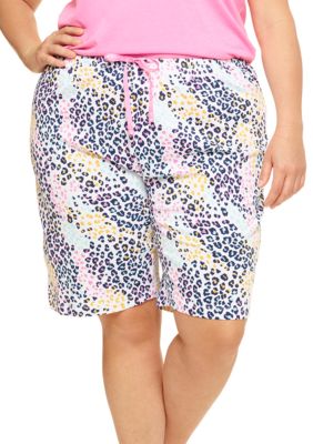 HUE® Plus Size Printed Knit Bermuda Pajama Shorts | belk