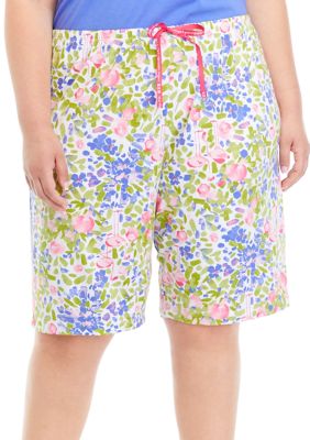 HUE® Plus Size Floral Flamingo Printed Pajama Shorts | belk