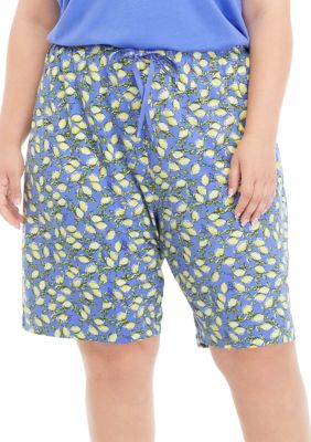 HUE® Plus Size Classic Lemon Printed Pajama Shorts | belk