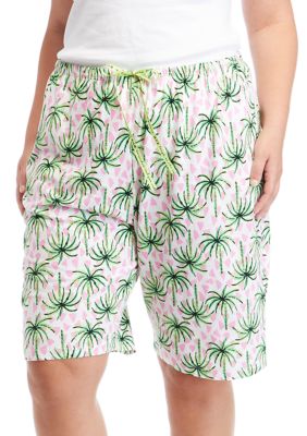 HUE® Plus Size Palm Jungle Bermuda Sleep Shorts | belk