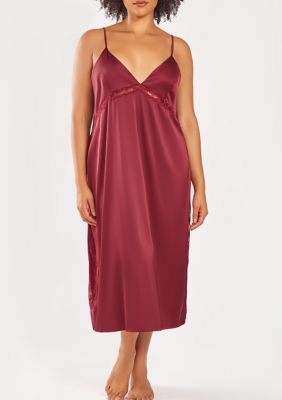iCollection Womans Plus Size Silky Open back Night Gown with Lace Trims ...