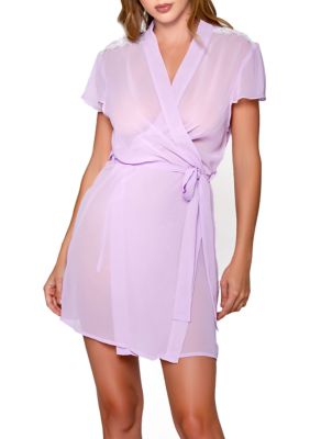 iCollection Justine Sheer Chiffon and Lace Robe | belk