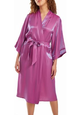 iCollection Autumn Iridescent Robe with Self Tie Sash and Inner Ties ...