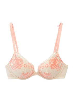Parisian Cross Dye Lace Push Up Plunge Underwire Bra | belk