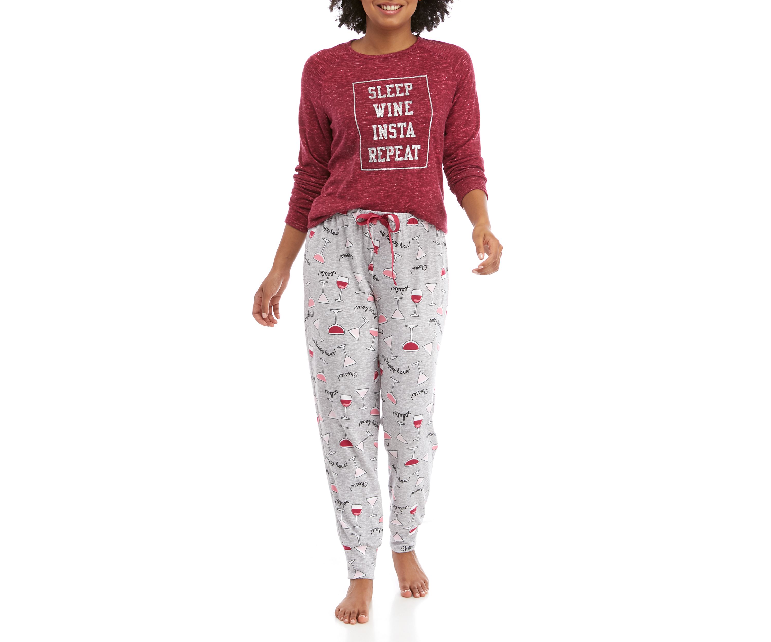 PJ Couture 2 Piece Hacci Wine Pajama Set | Belk