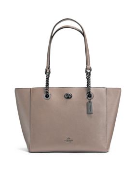 COACH Turnlock Chain Tote In Polished Pebble Leather | belk