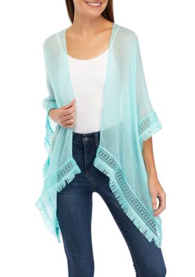 Nine West Women's Lace Trim Ruana Topper | belk