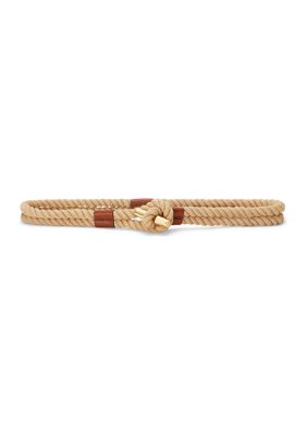 Lauren Ralph Lauren Leather Trim Rope Toggle Skinny Belt | belk