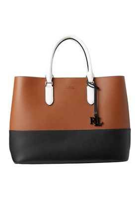 Lauren Ralph Lauren Leather Large Two Tone Marcy Satchel | belk