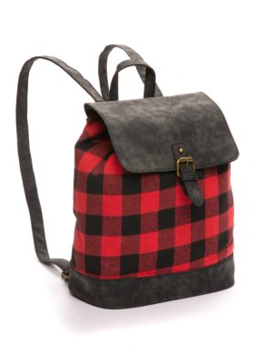 TRUE CRAFT Buffalo Check Large Flap Backpack | belk