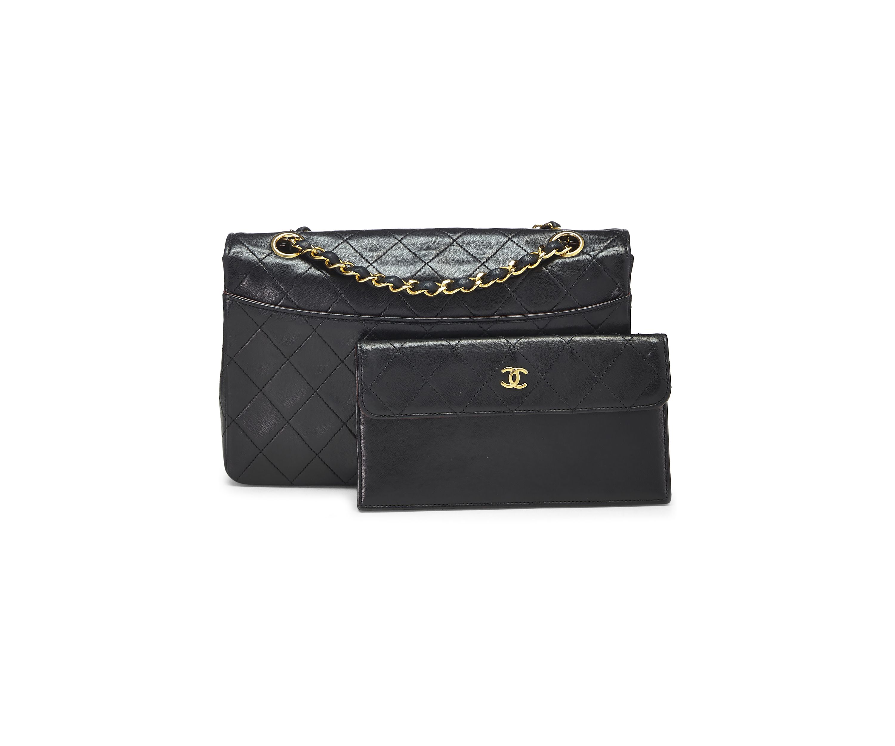 What Goes Around Comes Around Chanel Black Lambskin Border Flap Bag | Belk